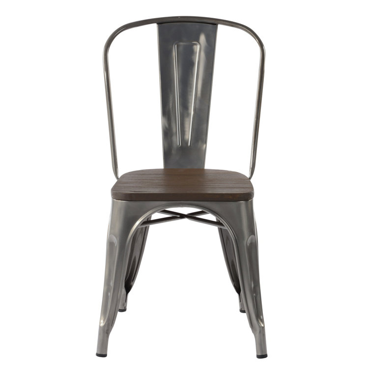 Williston Forge Gretchin Metal Slat Back Stacking Side Chair Wayfair